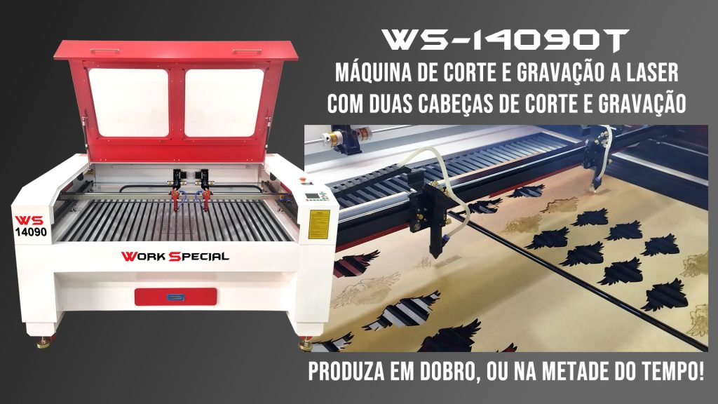 Máquina de corte e gravação a laser WS-14090T com duas cabeças de corte ...